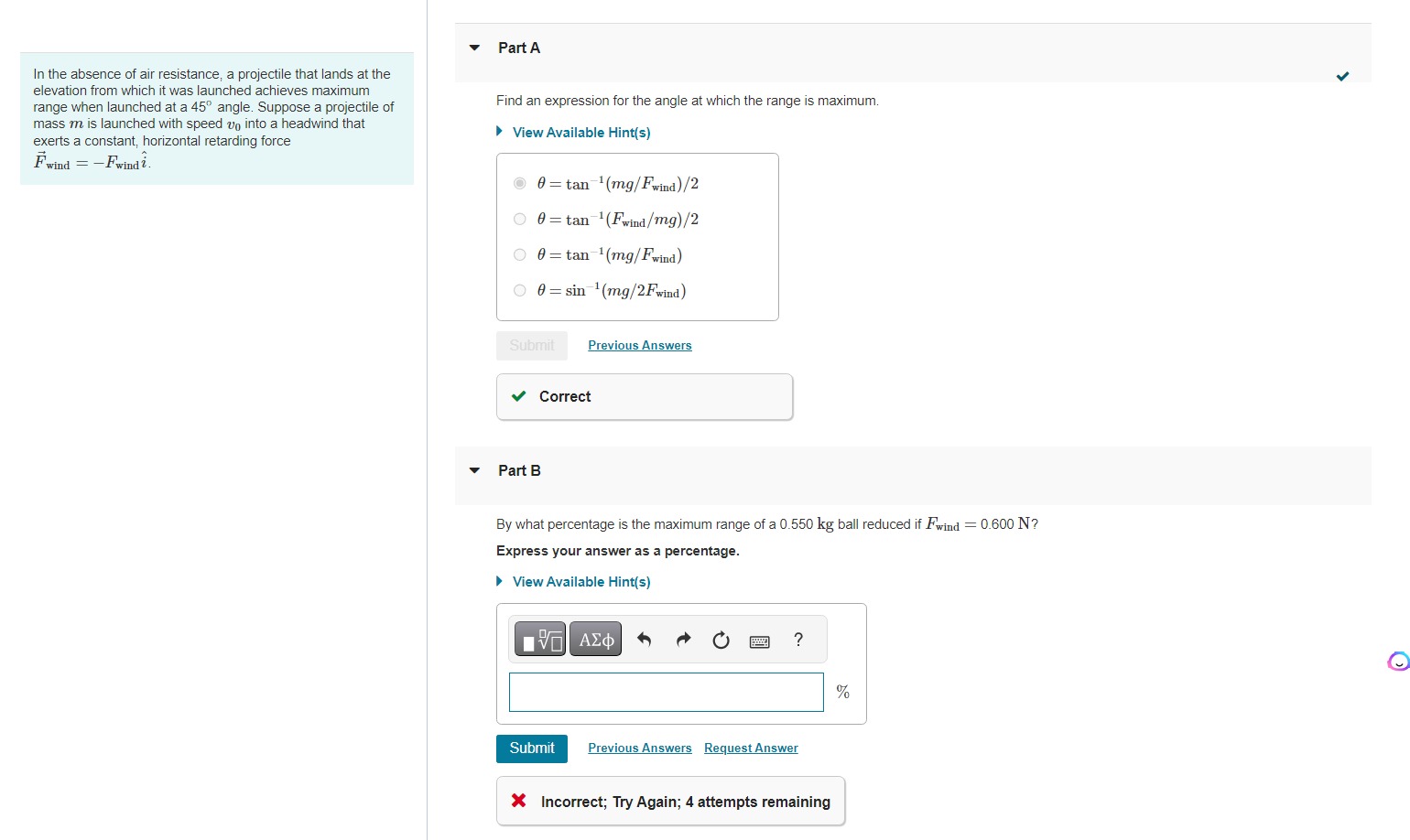 Solved By what percentage is the maximum range of a 0.550 | Chegg.com