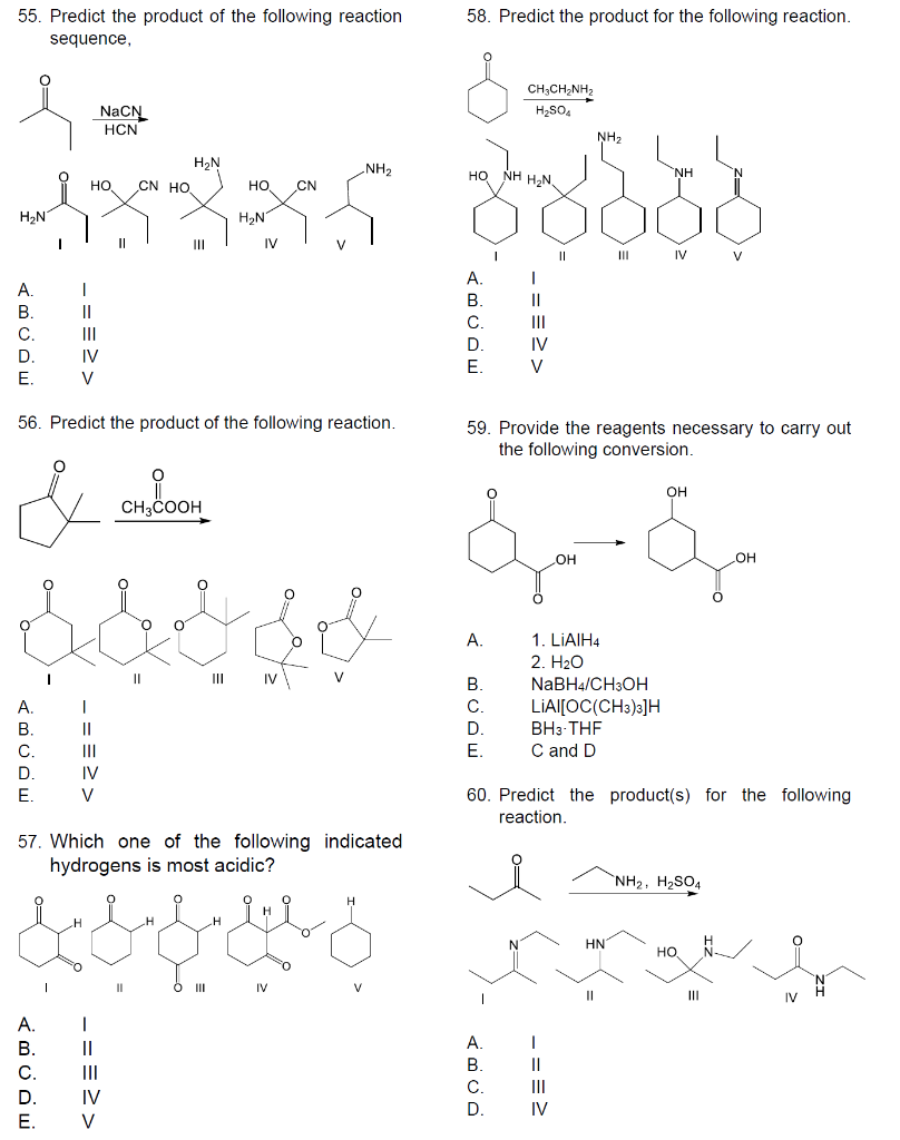 Solved 58. Predict the product for the following reaction. | Chegg.com