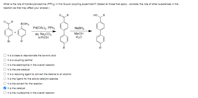 Solved What is the role of triphenylphosphine ( PPh3 ) in | Chegg.com
