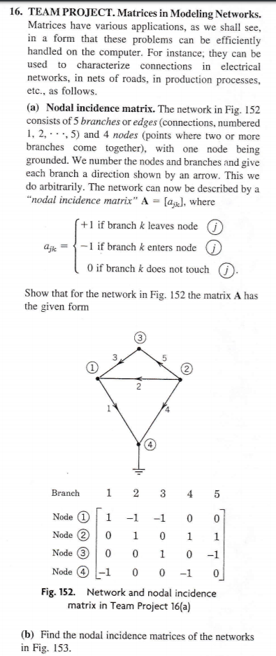 Solved 16. TEAM PROJECT. Matrices in Modeling Networks. | Chegg.com