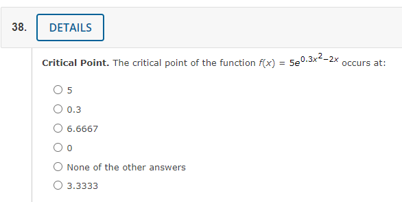 Solved Critical Point. The critical point of the function | Chegg.com