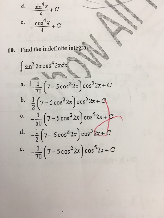 Solved Find the indefinite integral. integral sin^3 2x | Chegg.com