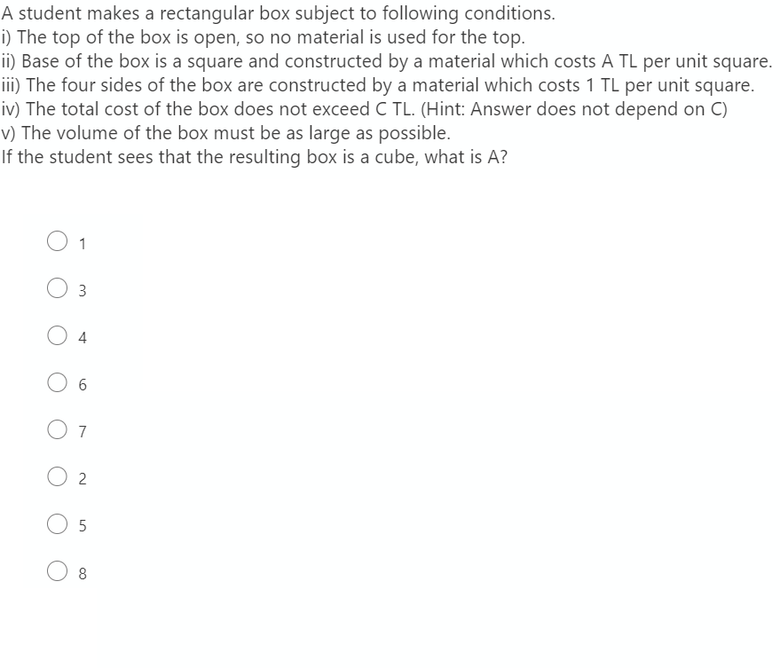 Solved A student makes a rectangular box subject to | Chegg.com