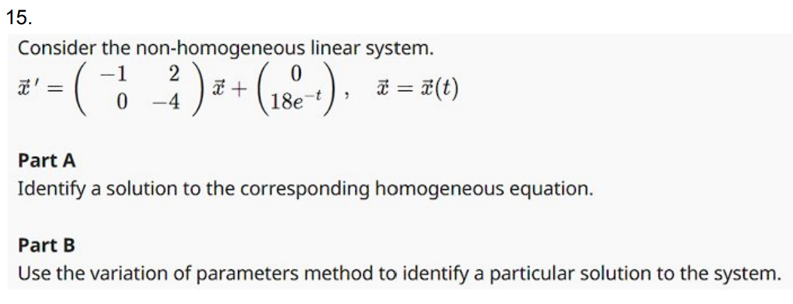 Solved Consider the non-homogeneous linear system. | Chegg.com