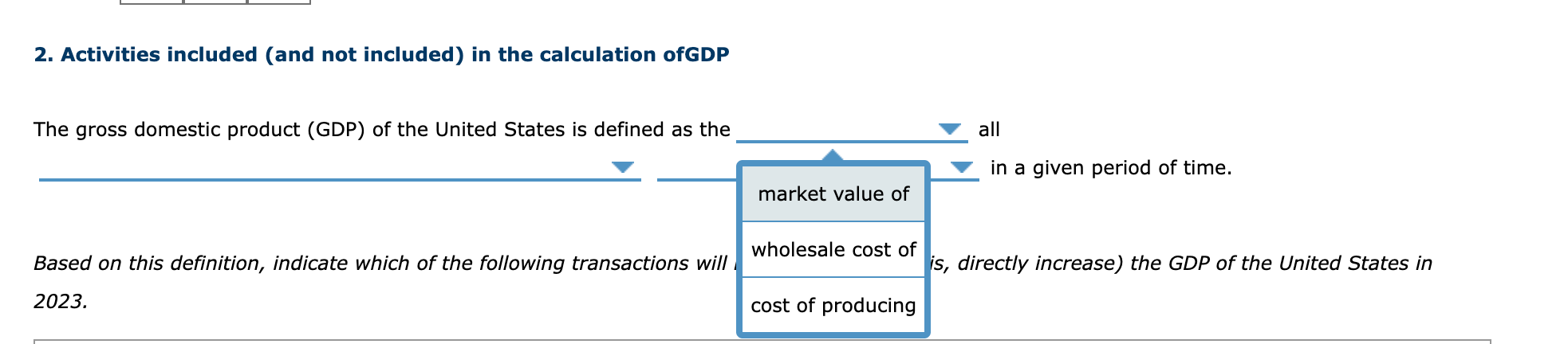 Solved 2. Activities included (and not included) in the | Chegg.com