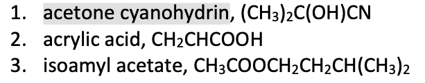 Solved 1. acetone cyanohydrin, (CH3)2C(OH)CN 2. acrylic | Chegg.com