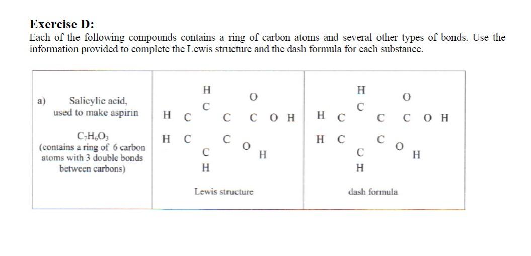 Solved Exercise D: Each of the following compounds contains | Chegg.com