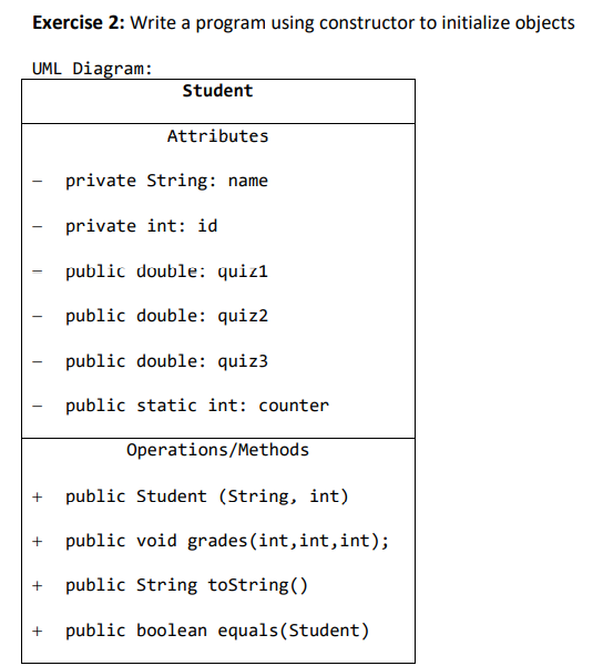 Solved Exercise 2: Write a program using constructor to | Chegg.com