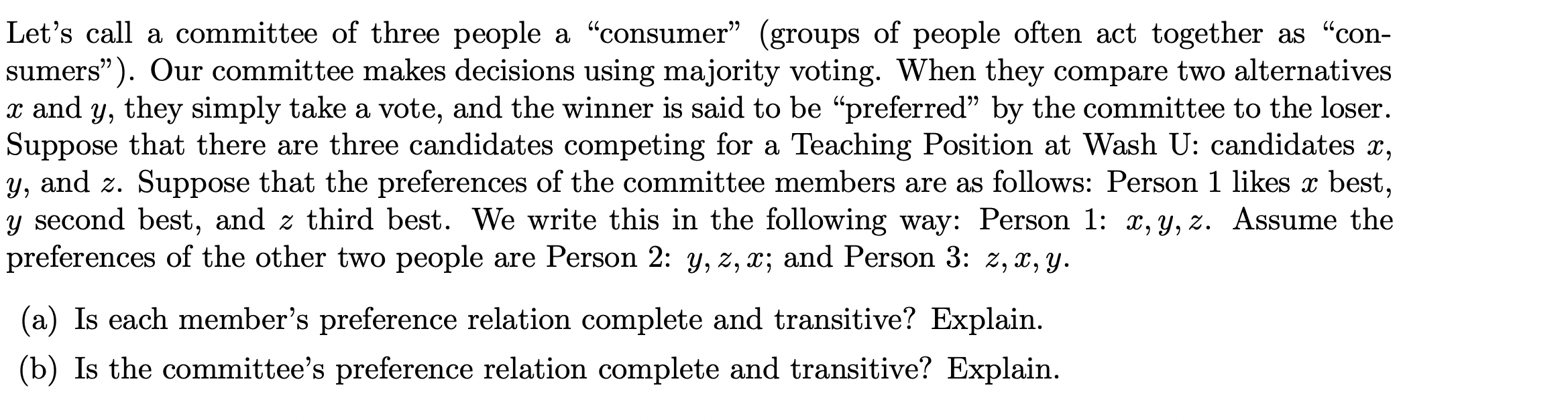 Solved Let's call a committee of three people a "consumer" | Chegg.com