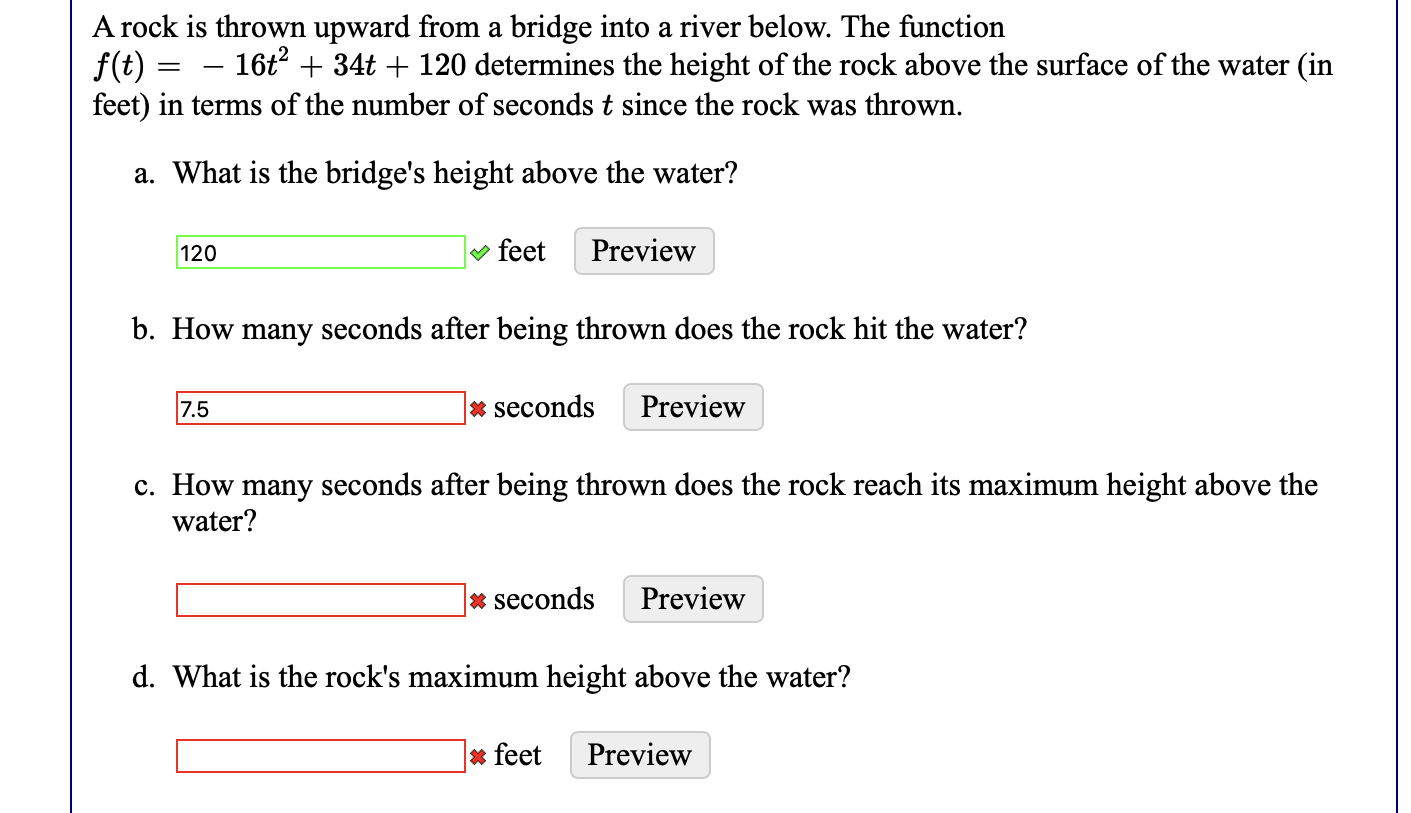 Solved A rock is thrown upward from a bridge into a river | Chegg.com