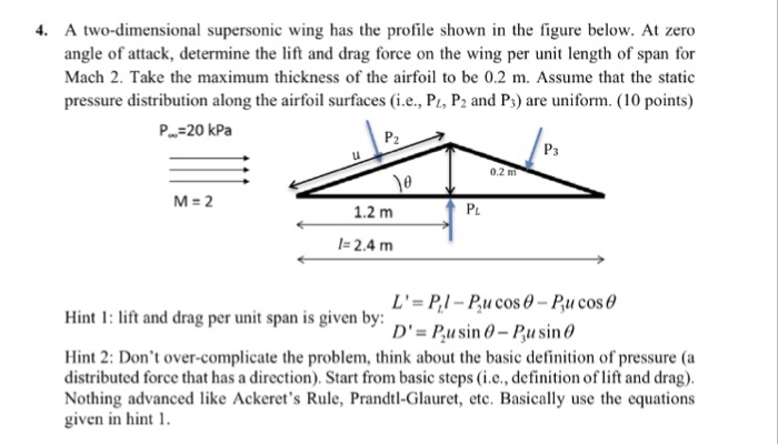 Solved 4. A two-dimensional supersonic wing has the profile | Chegg.com