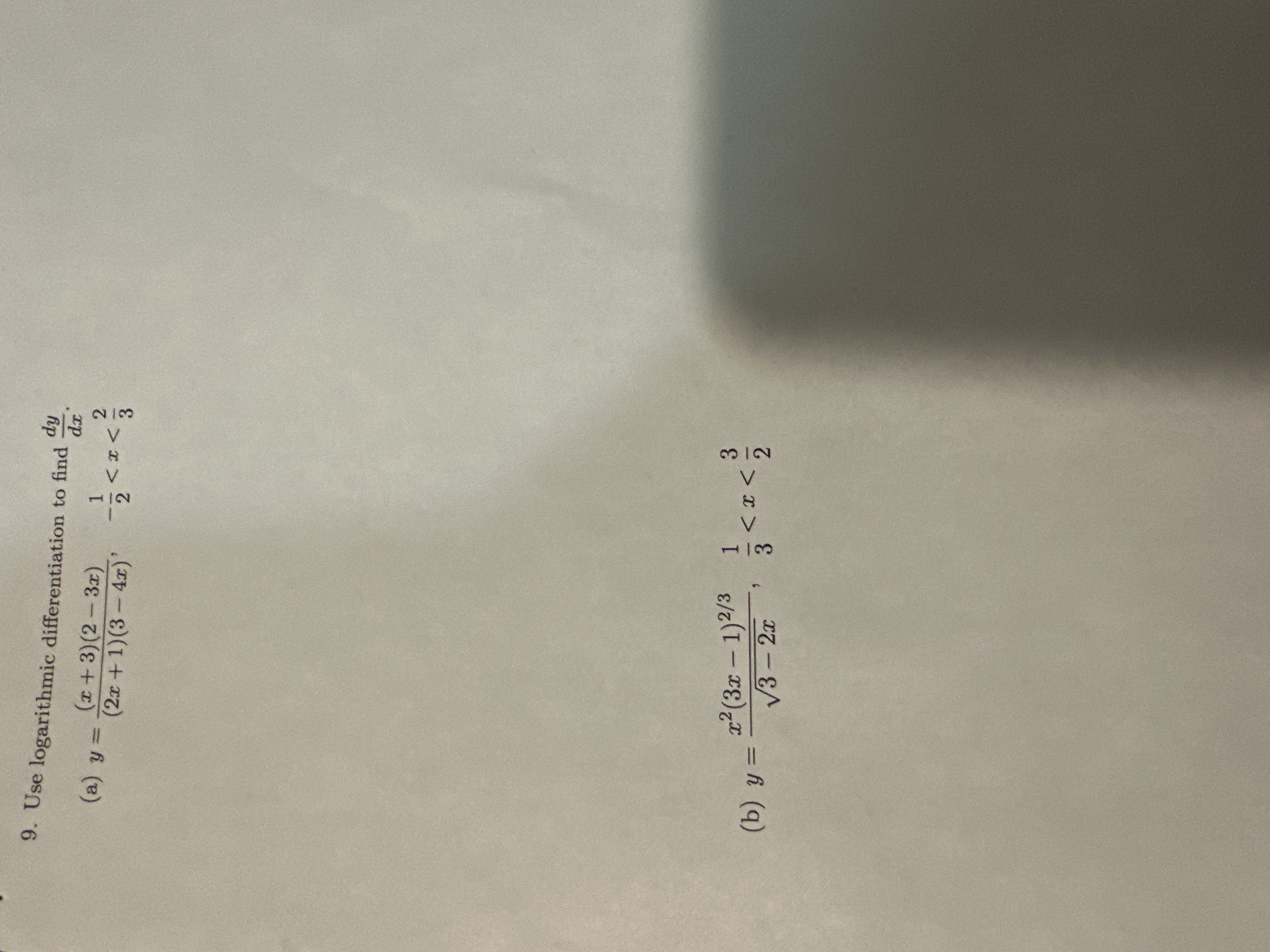 Solved Use logarithmic differentiation to find | Chegg.com