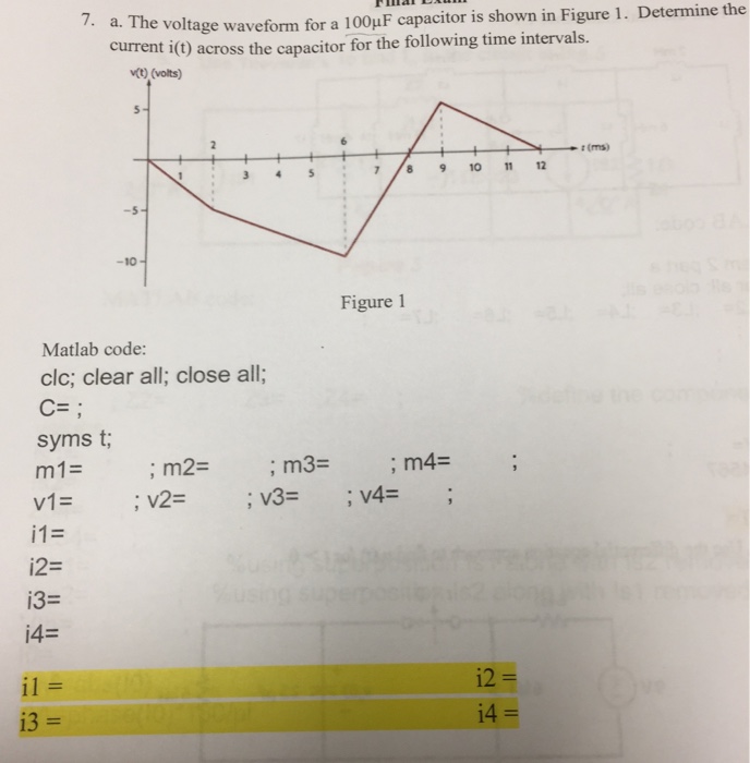 Solved a. The voltage waveform for a 100 mu F capacitor is | Chegg.com