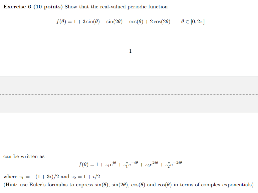 Solved Exercise 6 (10 points) Show that the real-valued | Chegg.com