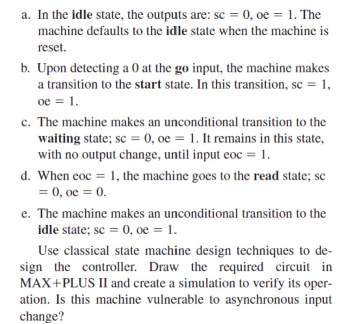 Solved 10.10 A state machine is used to control an | Chegg.com