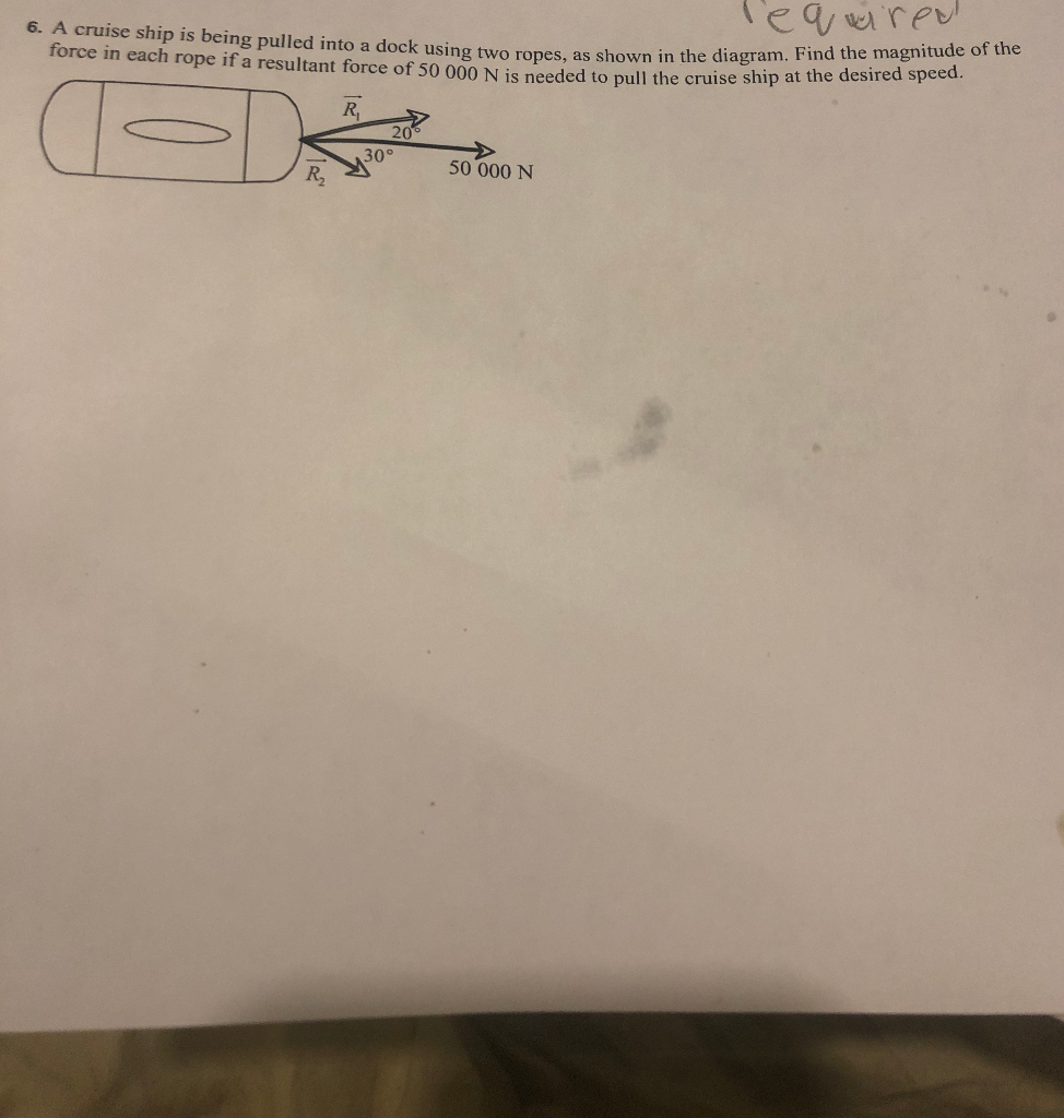 Solved l'equired 6. A cruise ship is being pulled into a | Chegg.com