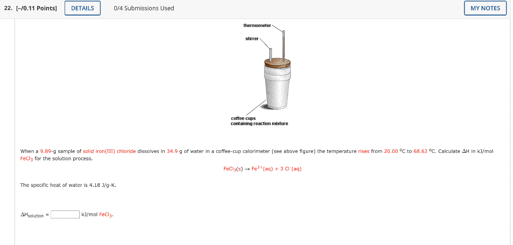Solved FeCl3 for the solution process. FeCl3( | Chegg.com