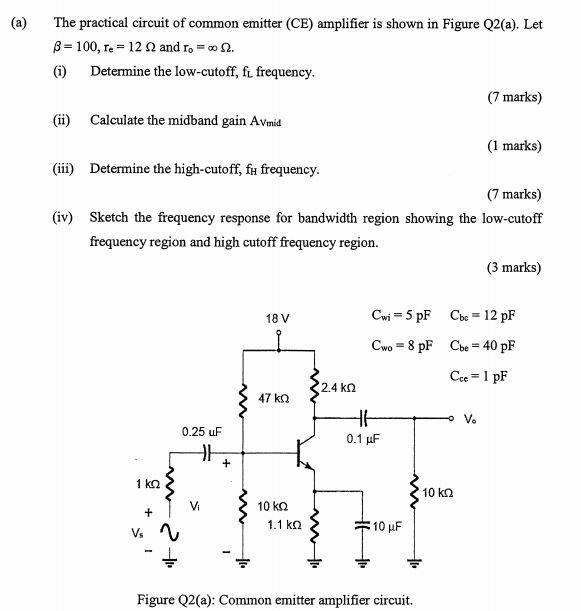 Solved (a) The practical circuit of common emitter (CE) | Chegg.com