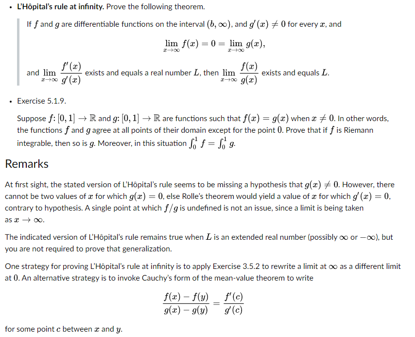 Solved Lhôpitals Rule At Infinity Prove The Following
