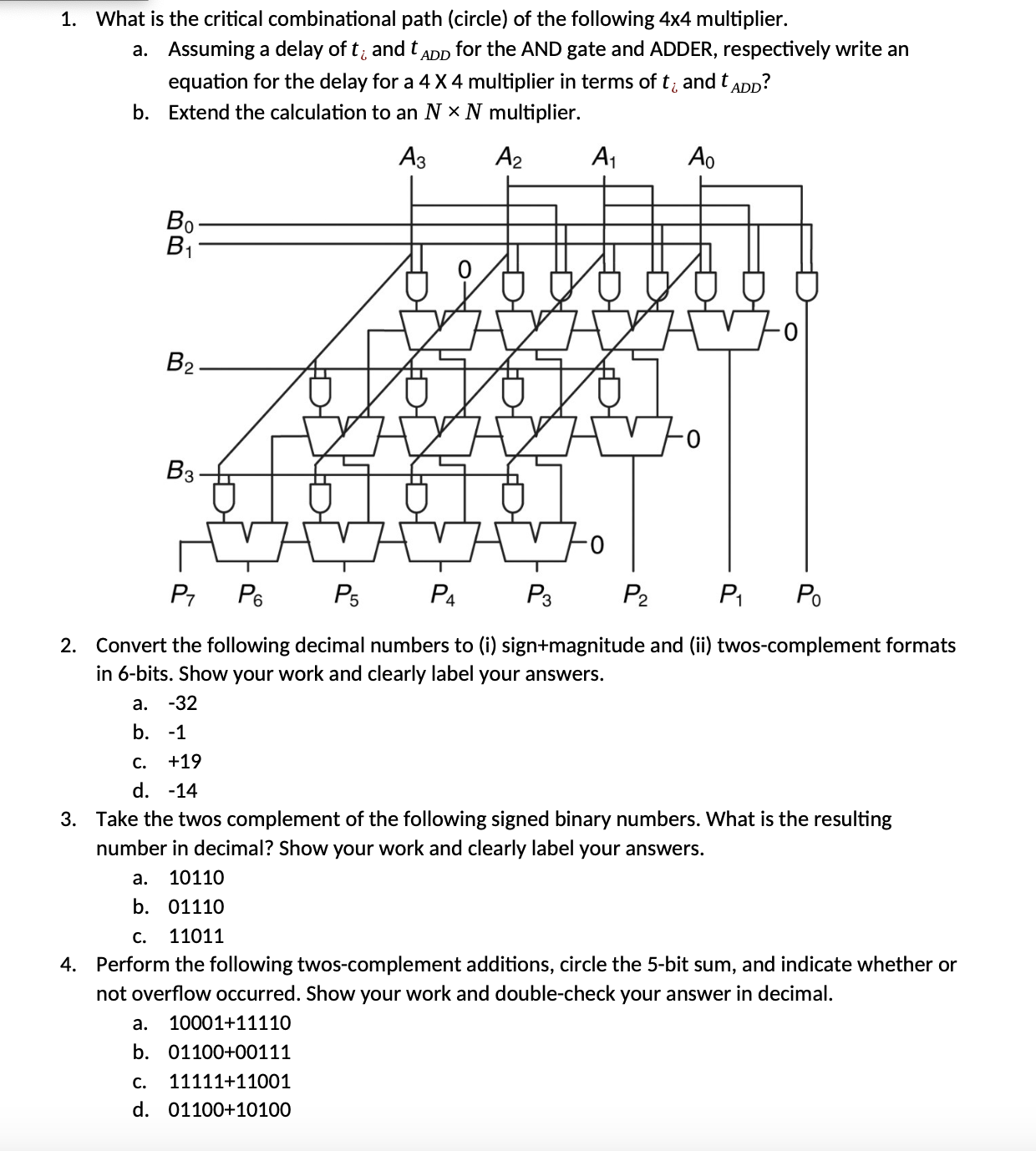 Solved 1. What is the critical combinational path (circle) | Chegg.com