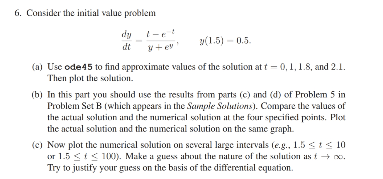 Solved 6. Consider the initial value problem dy dt t-e-t | Chegg.com
