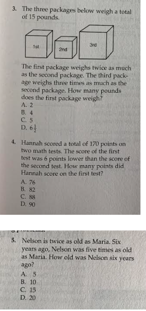 Solved 3. The three packages below weigh a total of 15 | Chegg.com