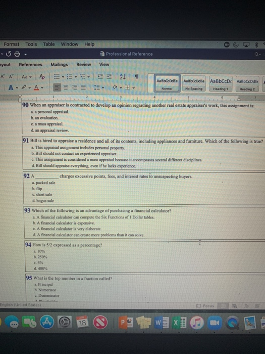 Solved Format Tools Table Window Help Professional Reference | Chegg.com