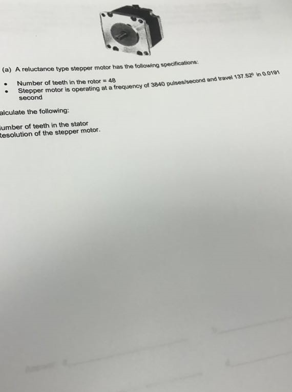 Solved (a) A reluctance type stepper motor has the following | Chegg.com