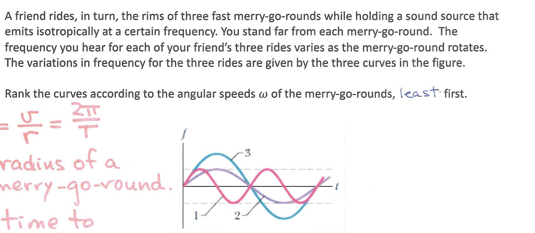 Solved A friend rides, in turn, the rims of three fast | Chegg.com