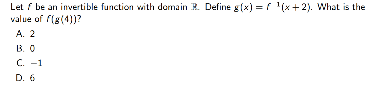 Solved Let f ﻿be an invertible function with domain R. | Chegg.com