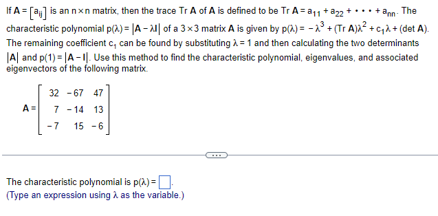 Solved If A=[aij] ﻿is an n×n ﻿matrix, then the trace TrA of | Chegg.com