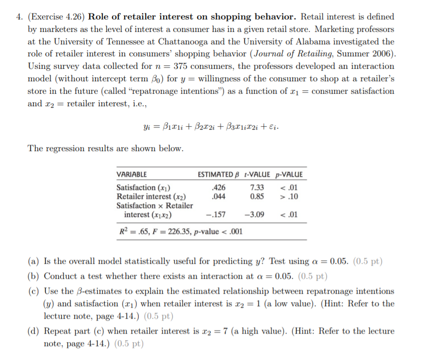 Solved 4. (Exercise 4.26) Role of retailer interest on | Chegg.com