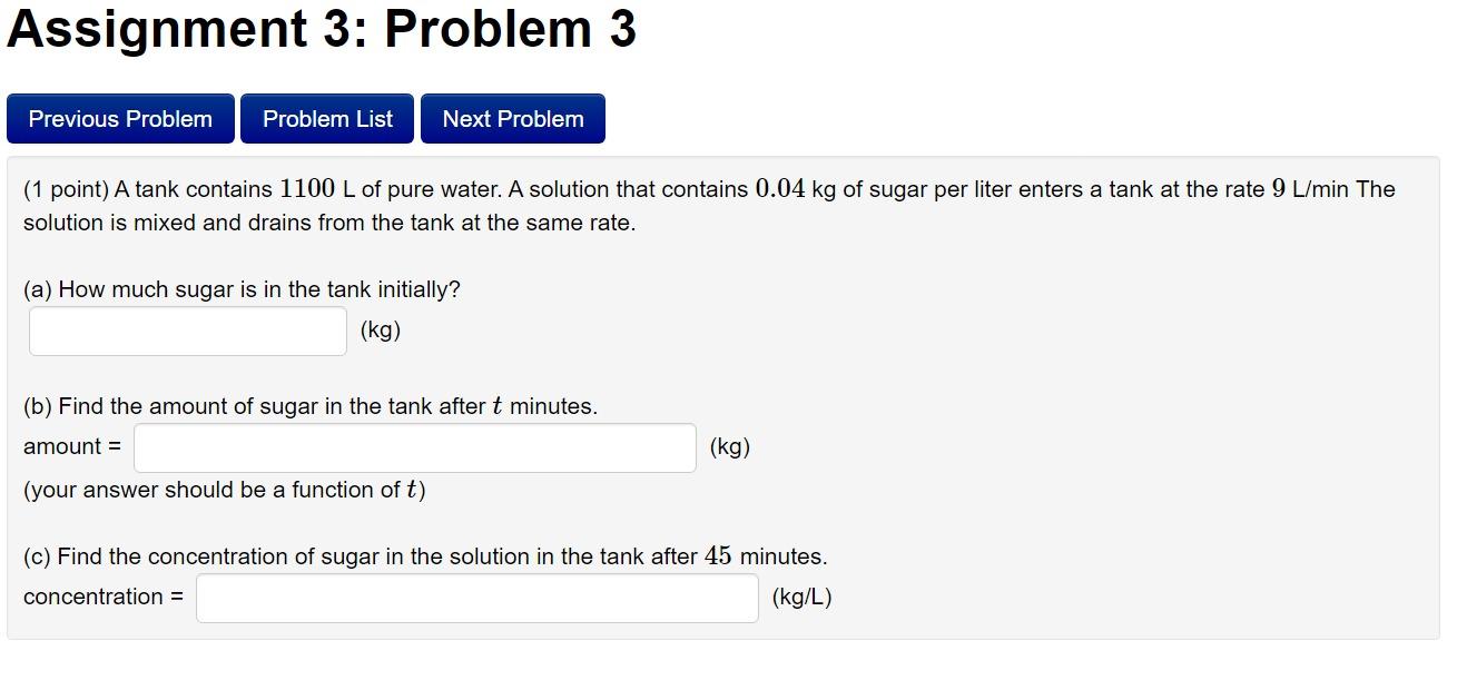 Solved Assignment 3: Problem 3 Previous Problem Problem List | Chegg.com