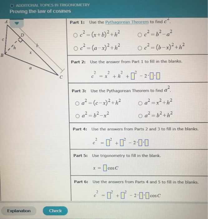 Solved ADDITIONAL TOPICS IN TRIGONOMETRY Proving the law of | Chegg.com