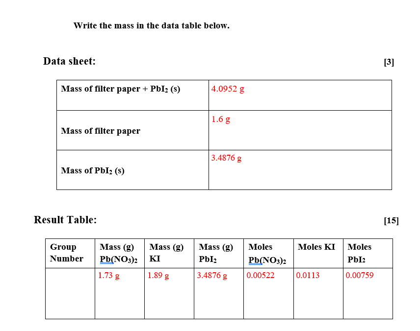 Solved Write the mass in the data table below. Data sheet: | Chegg.com