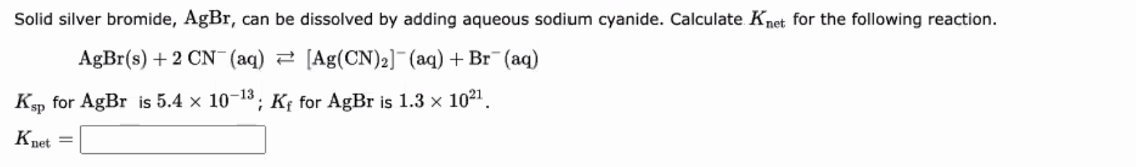 Solved Solid silver bromide, AgBr, can be dissolved by | Chegg.com