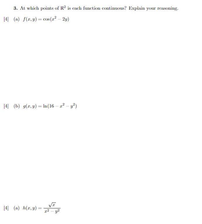 Solved 3. Λ t which points of R2 is each function | Chegg.com