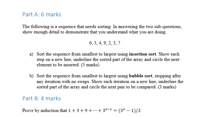Solved Part A: 6 marks The following is a sequence that | Chegg.com
