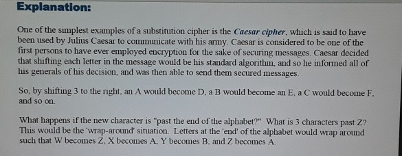 Solved Caesars Cipher and Improved Caesar's Cipher Summary | Chegg.com