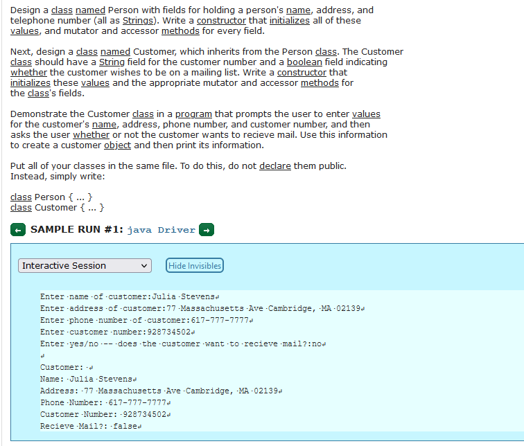 Solved Design a class named Person with fields for holding a | Chegg.com