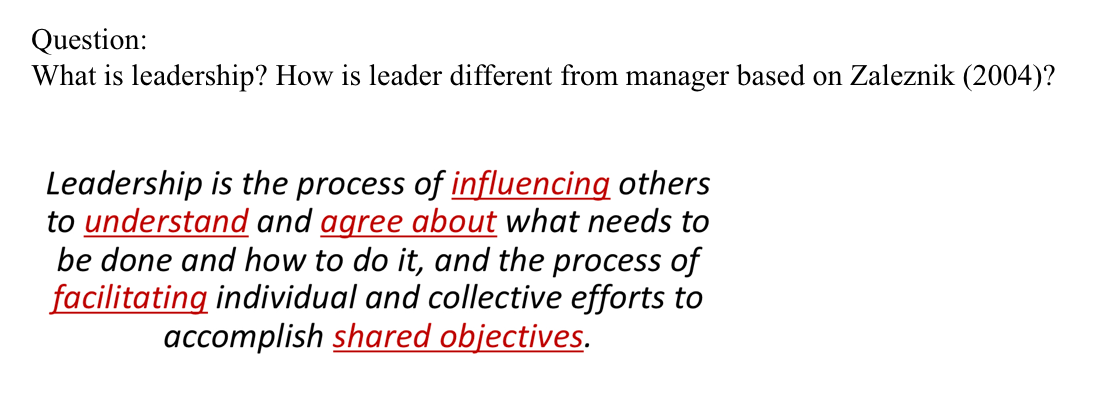 Solved Question: What is leadership? How is leader different | Chegg.com