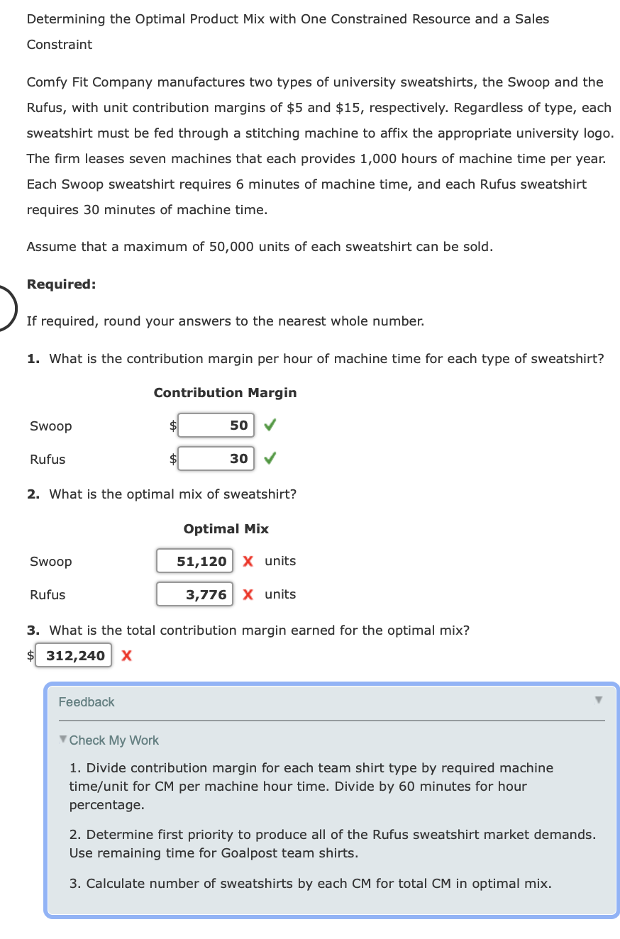 Solved Determining the optimal Product Mix with One | Chegg.com