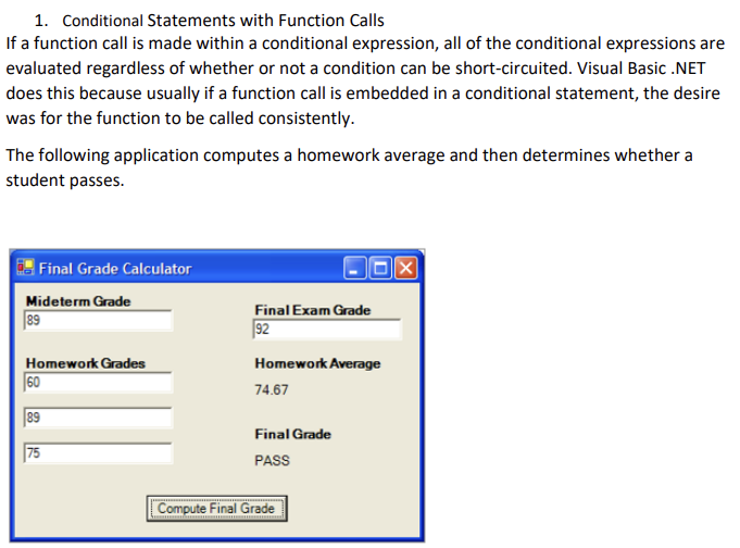 Solved 1. Conditional Statements with Function Calls If a | Chegg.com