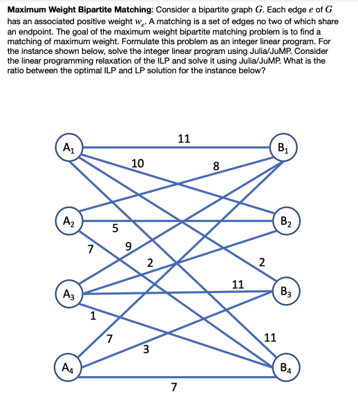 Solved Maximum Weight Bipartite Matching: Consider a | Chegg.com