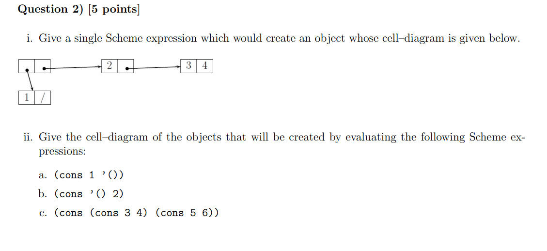 Solved i. Give a single Scheme expression which would create | Chegg.com