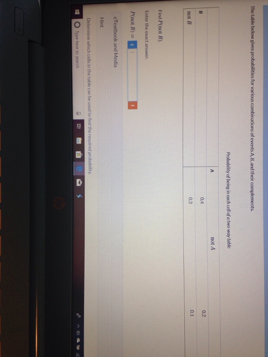 Solved The table below gives probabilities for various | Chegg.com