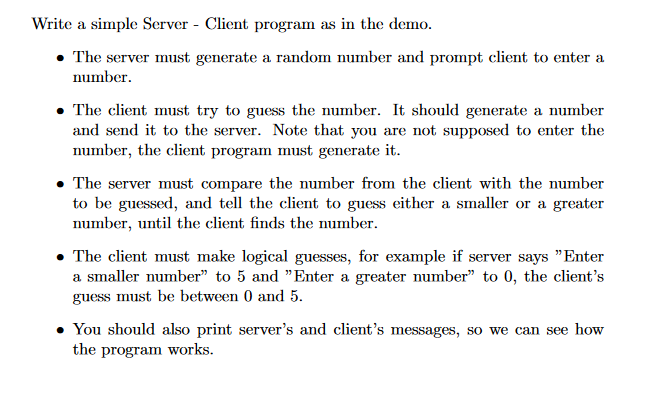 Solved Write A Simple Server Client Program As In The 3916