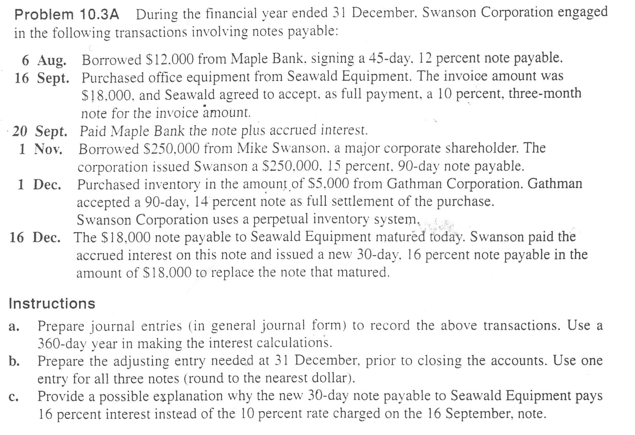 Solved Problem 10.3A During the financial year ended 31 | Chegg.com