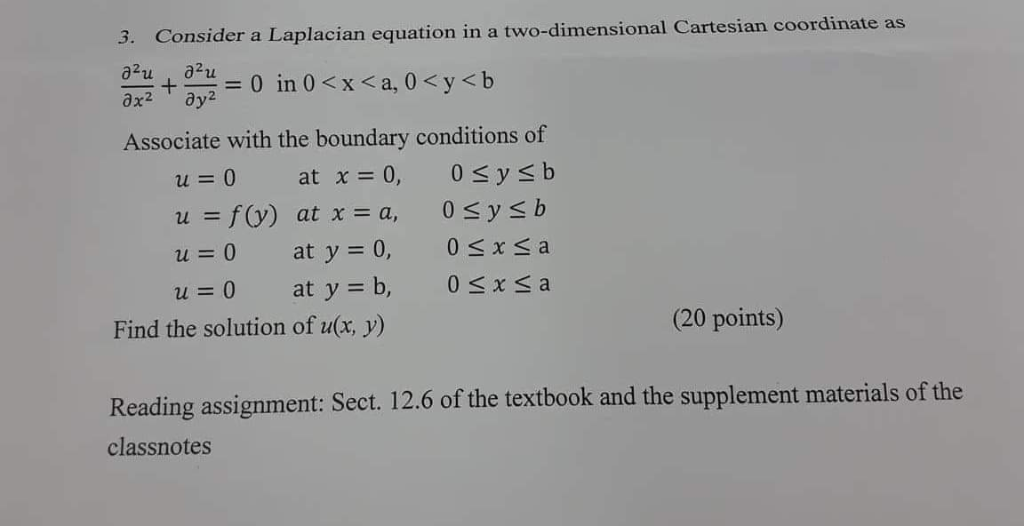 Solved 3. Consider a Laplacian equation in a two-dimensional | Chegg.com