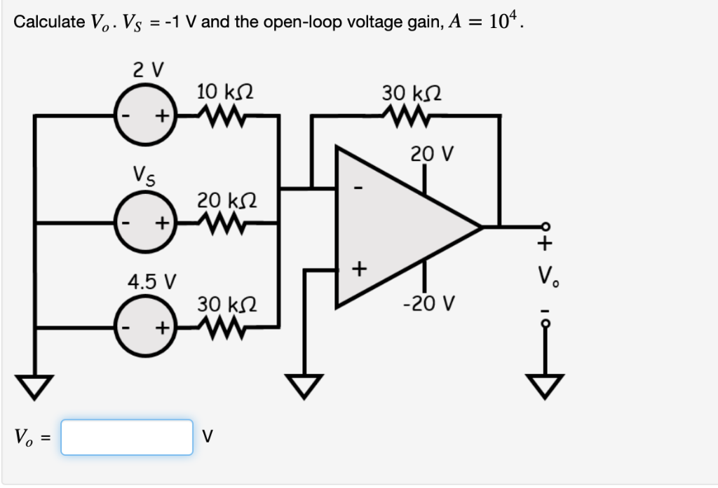 Solved Calculate Vo. Vs = -1 V and the open-loop voltage | Chegg.com